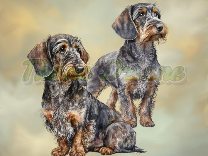 TkaneDziane.pl > PANEL DRUKOWANY DWA JAMNIKI SZORSTKOWŁOSE TŁO ZŁ NR 7